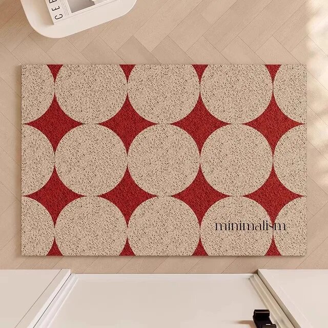 Легко чистящийся коврик из ПВХ в горошек, красный режущий входной коврик, ковер, напольный коврик, эстетика на открытом воздухе, декор для дома и комнаты