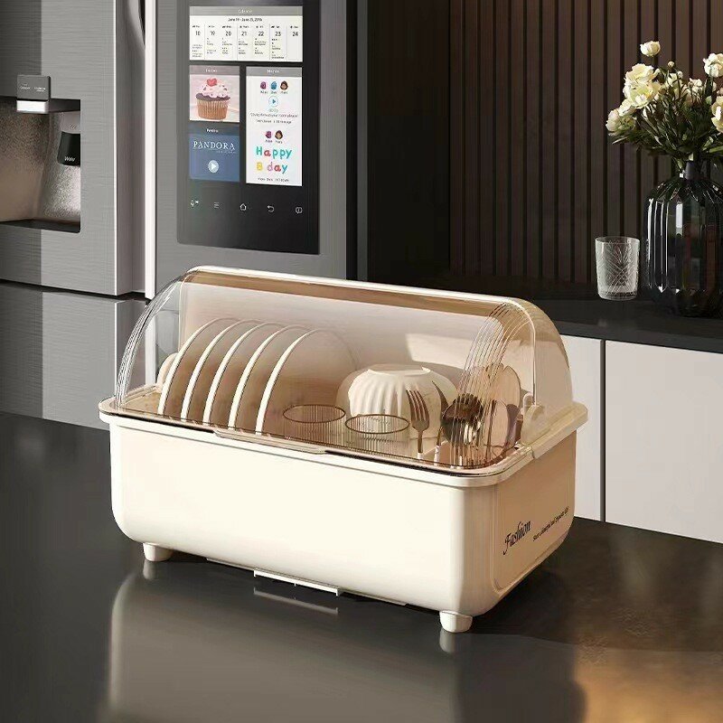 Кухонная роскошная подставка для сливных чаш, большая емкость для хранения чаш и тарелок, пылезащитный контейнер с крышкой, органайзер для посуды на столешнице