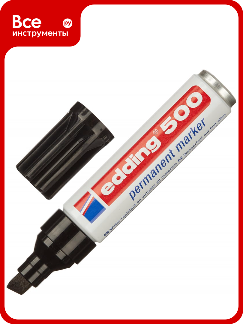 Перманентный маркер Edding BL черный 2-7 мм скошенный наконечник, блистер E-500#1, предназначен