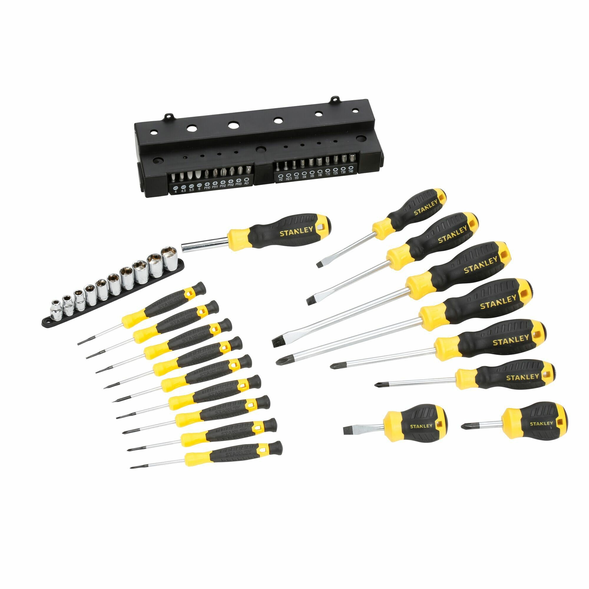 Комплект отверток Stanley с комплектом торцевых ключей и битами + держатель 47 шт.