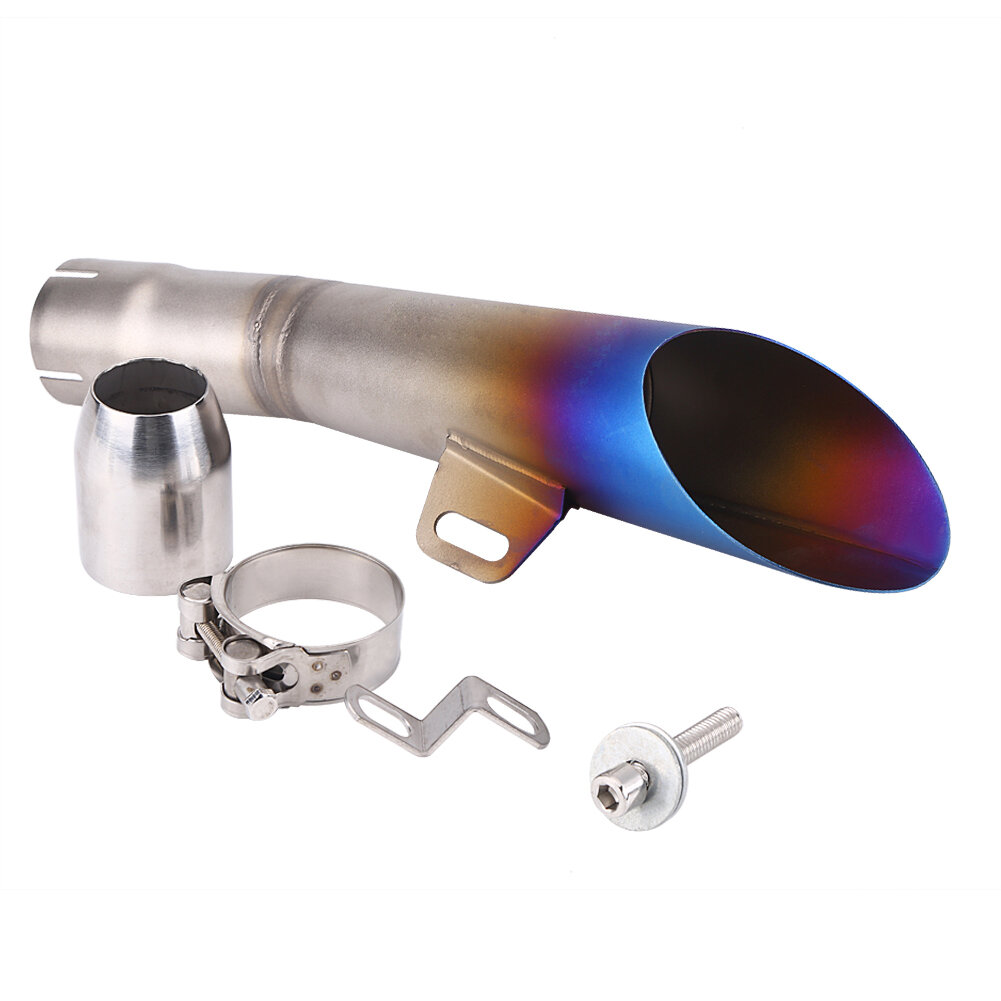 Универсальный выхлопной патрубок из нержавеющей стали для мотоцикла/мотокросса, полусиний.