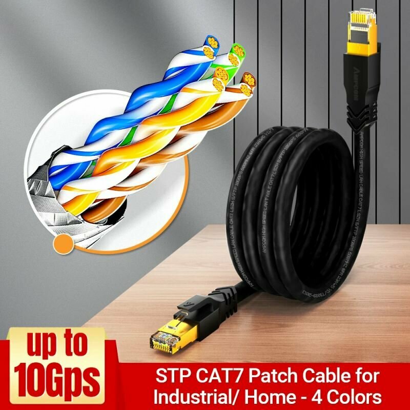 Кабель Ethernet Cat7, круглый сетевой кабель SFTP RJ45, интернет-кабель CAT7 для маршрутизатора, модема, ПК, PS4, соединительный кабель