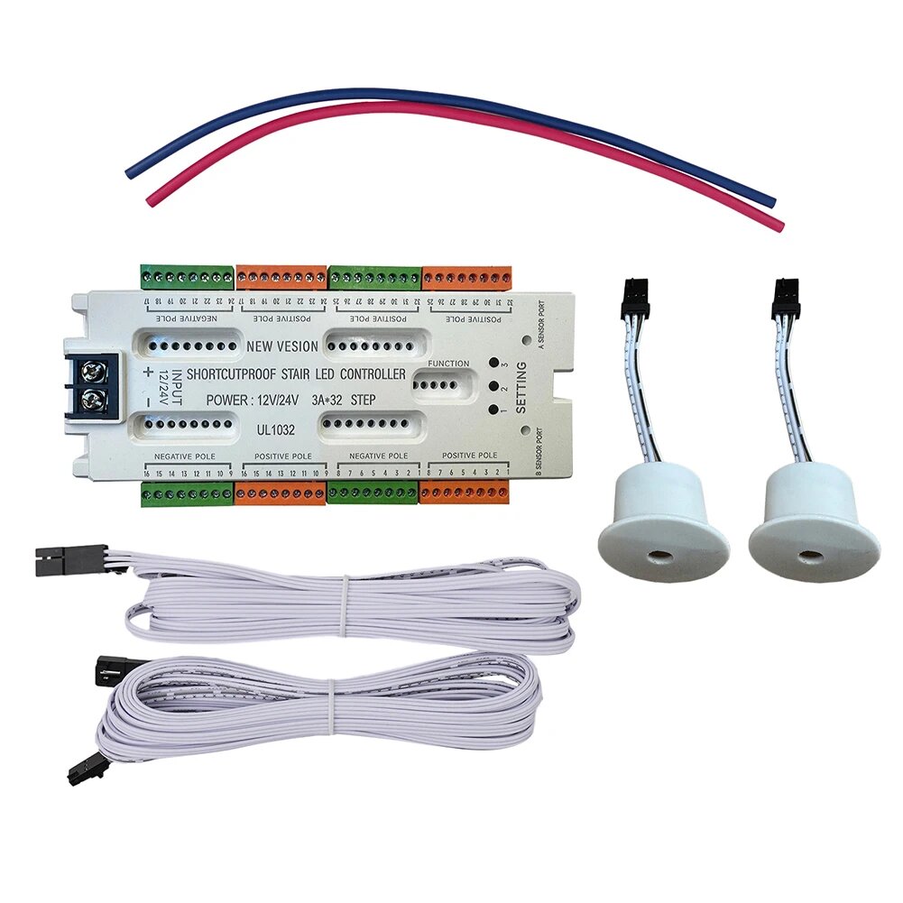 Канальный светодиодный датчик движения для лестницы, 12 В/24 В постоянного тока, контроллер для предотвращения короткого замыкания, сменный комплект для лестничного освещения, ночные огни
