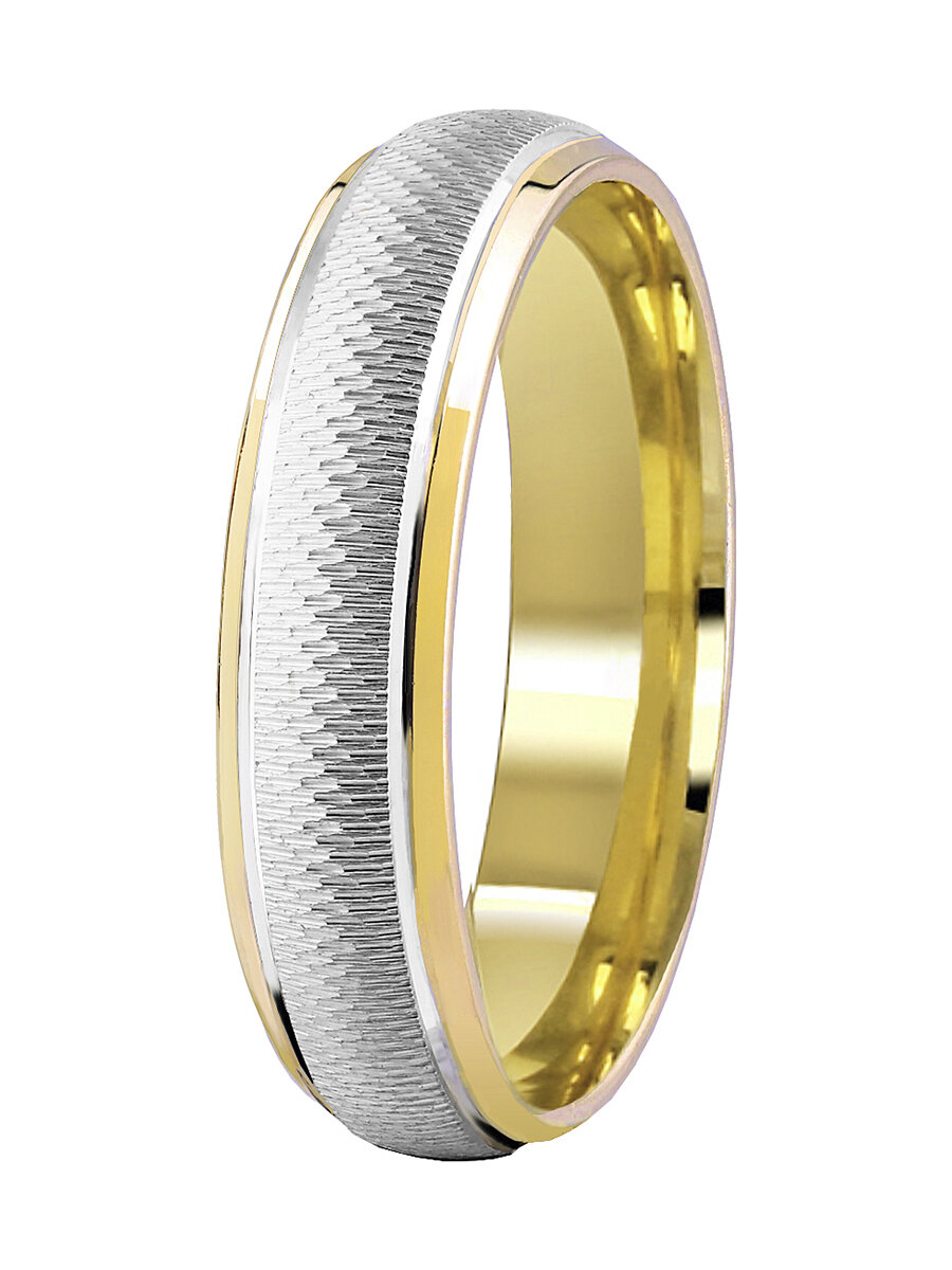 Кольцо обручальное, комбинированное золото, 585 проба, родирование