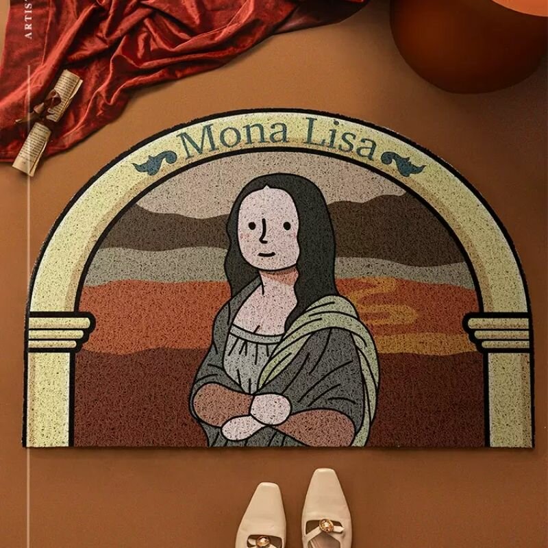 Mona Lisa Полукруглый коврик для пола, художественная индивидуальность и креативный коврик для пола, 40х60см