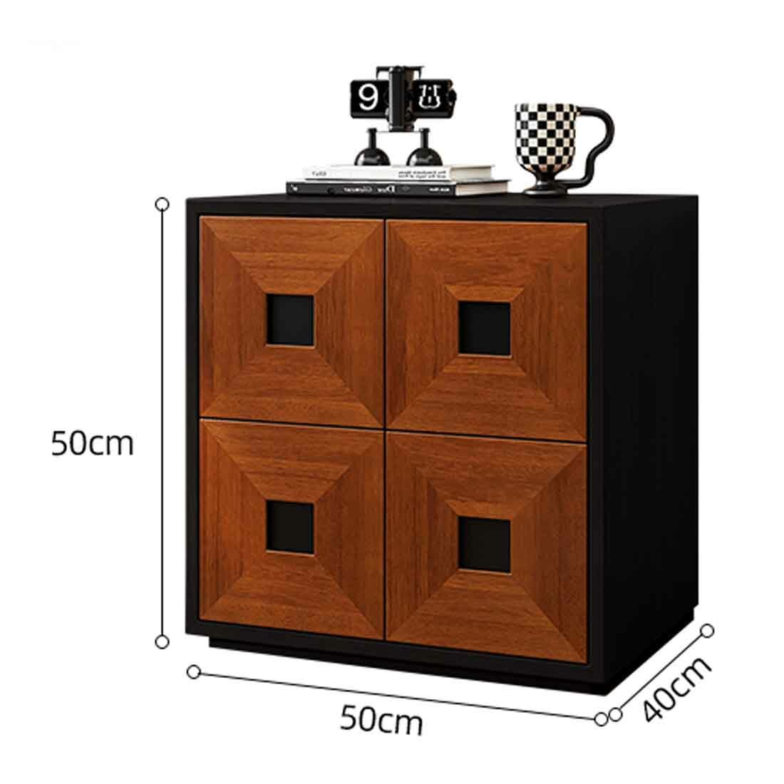 Дизайнерская деревянная прикроватная тумбочка Giardini, 2 ящика (коричневый + черный)