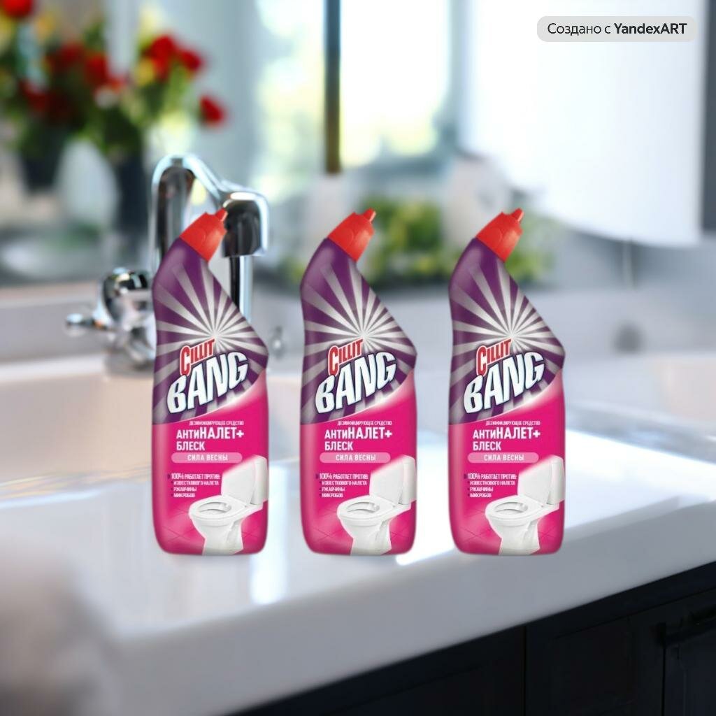 Средство дезинфицирующее для туалета Cillit Bang Антиналет + Блеск, Сила весны, 750 мл, 3 шт