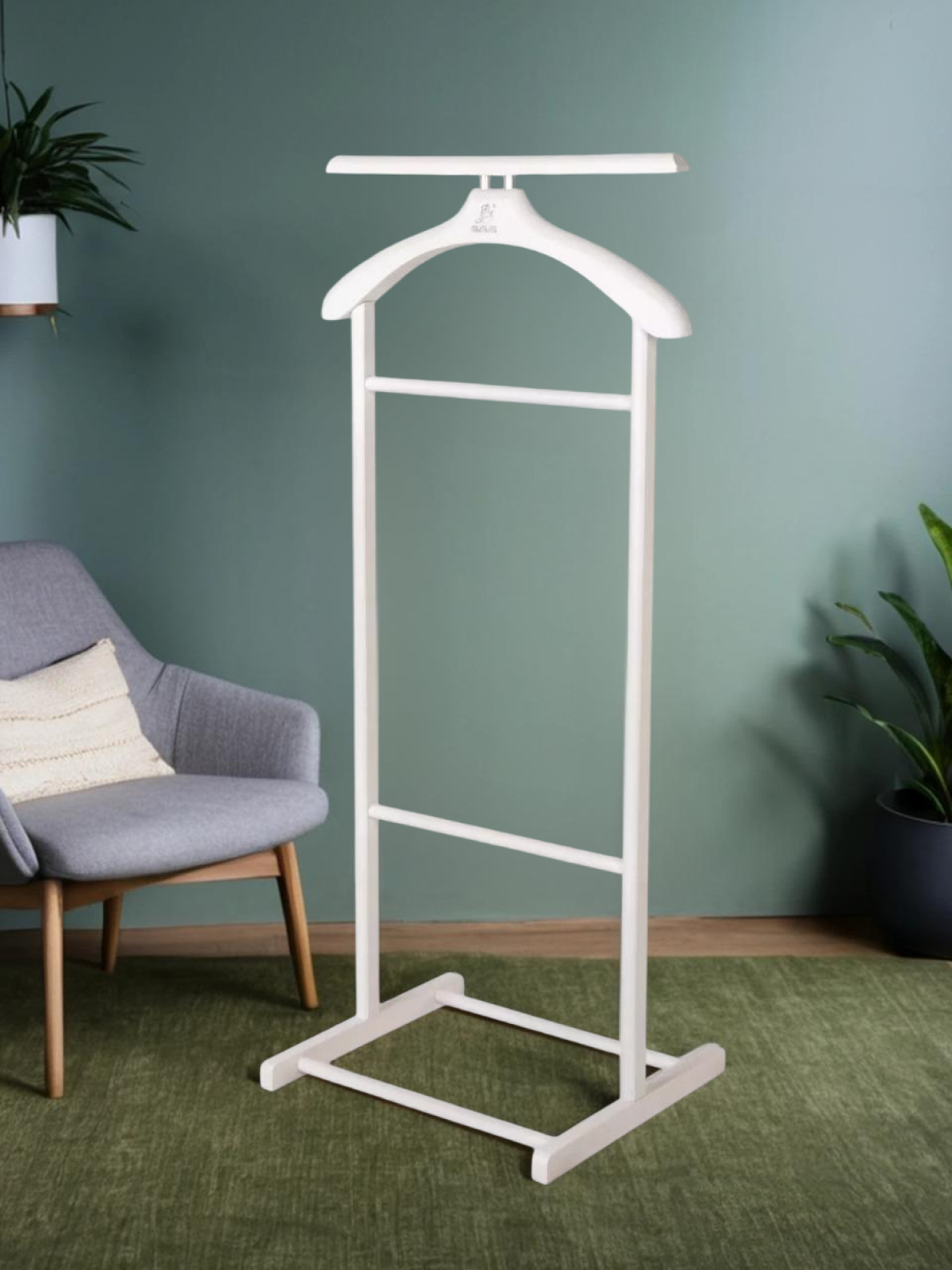 Вешалка напольная для одежды деревянная Женева бук 103 см нагрузка до 5 кг цвет белый