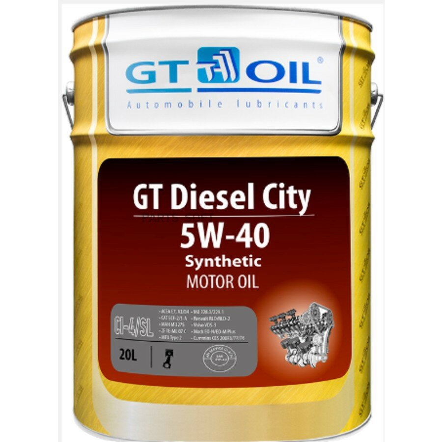 Масло моторное синтетическое GT Diesel City 5W40 SL/CI-4, E7 от официального дистрибьютора, GT OIL, артикул 8809059408018