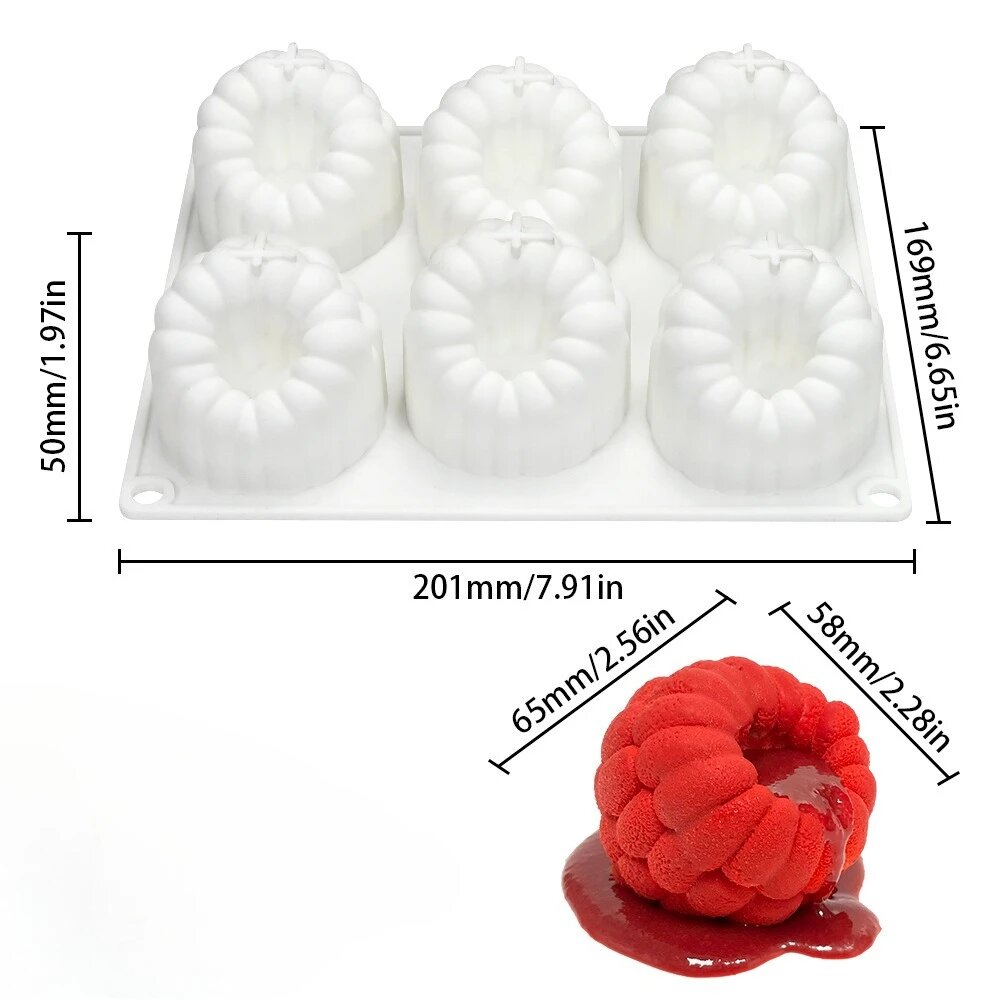 Силиконовая Форма Для Мусса Из Малины, Большая Форма Для Шоколадного Десерта С 6 Отверстиями