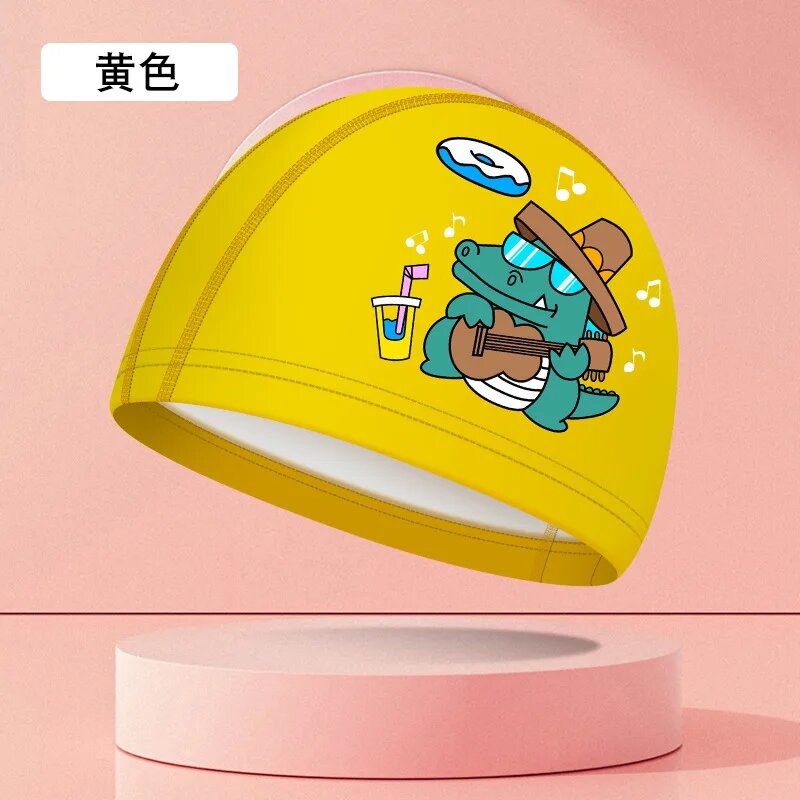 Шапочки для плавания с героями мультфильмов, водонепроницаемая детская шапочка для плавания из искусственной ткани, защита ушей, детские милые шапочки для плавания, аксессуары для бассейна