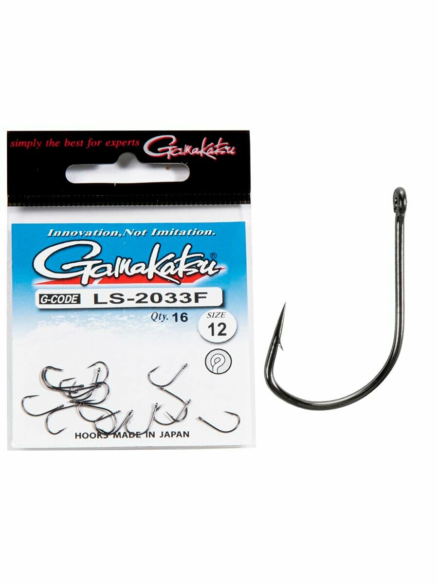 Крючки Gamakatsu LS-2033F NEW LABEL EYED HOOKS BLACK размер 12/16шт.