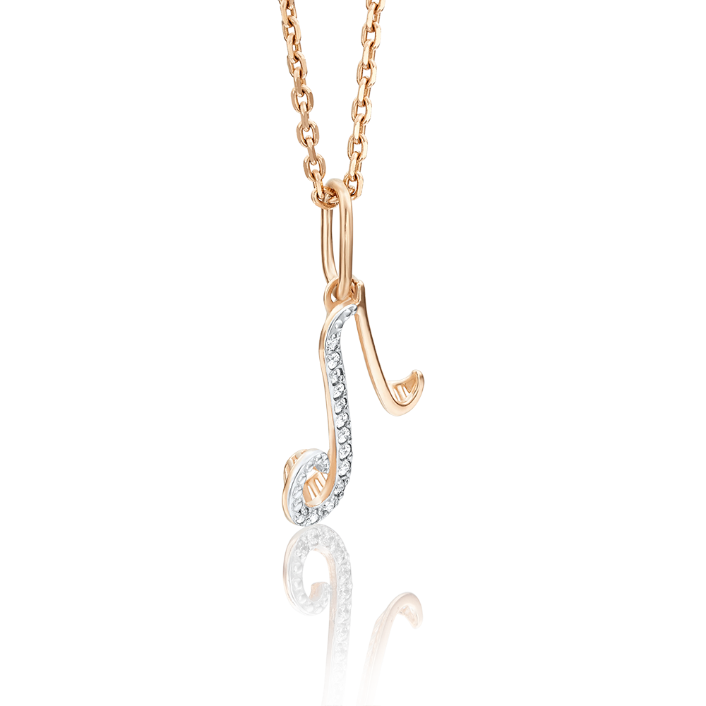 Подвеска, красное золото, 585 проба, фианит