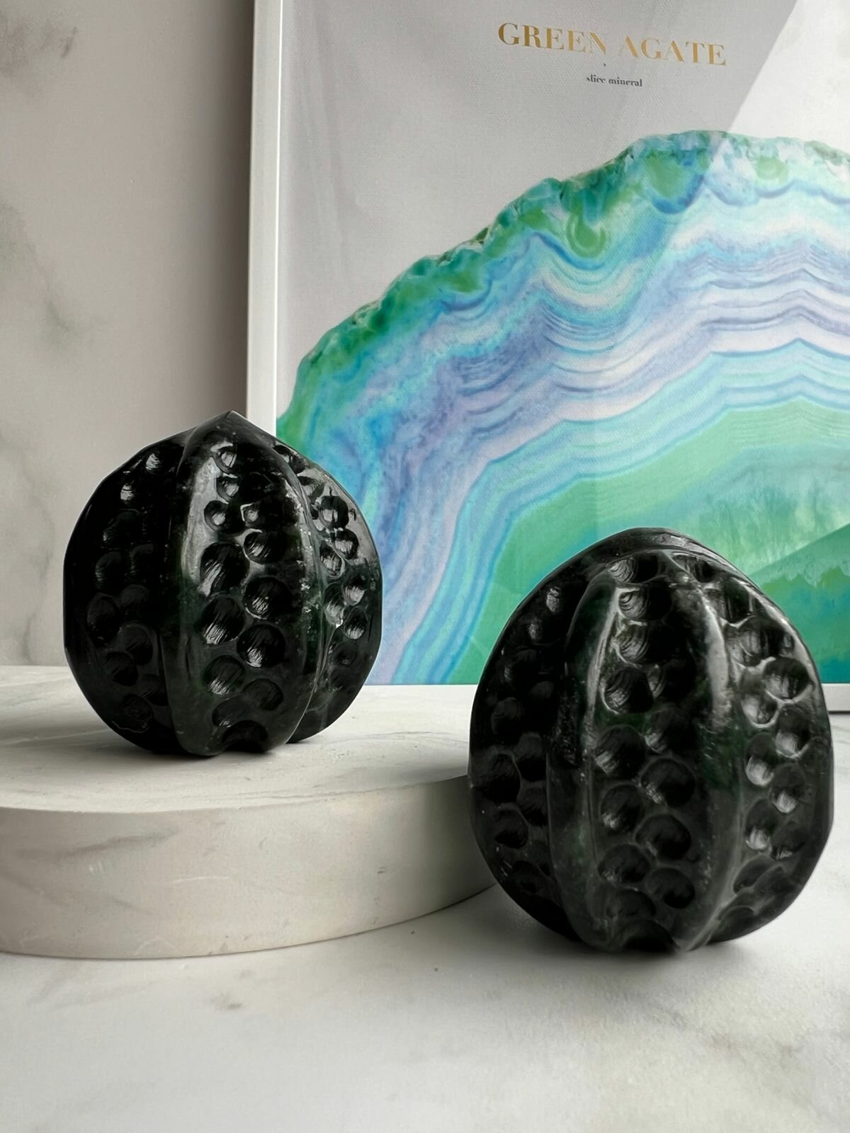 Медитативные шары из натурального камня змеевик