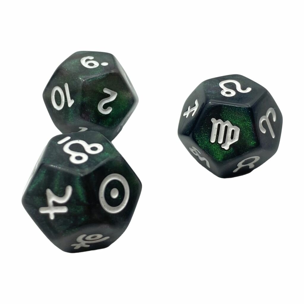 3 набора блестящих астрологических кубиков с золотой нумерацией для ритуалов и RPG, Номер цвета 3