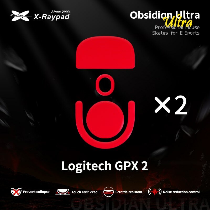 Ножки для мыши (глайды) X-raypad Obsidian Ultra для Logitech G Pro X Superlight 2, комплект из 2-х наборов