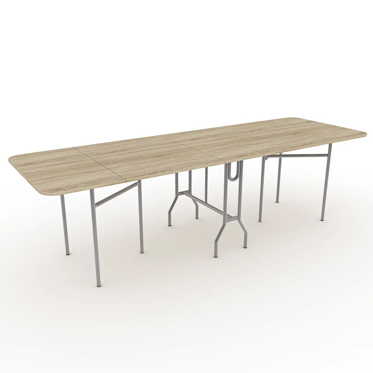 Стол книжка трансформер от производителя "Maksimus" - 2750х900х750 цвет Дуб Сонома подстолье Светлое