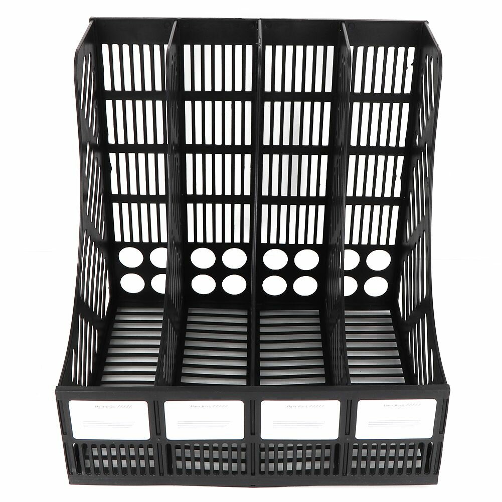 Органайзер для бумаг на столе, 4-секционный, черный, пластиковый