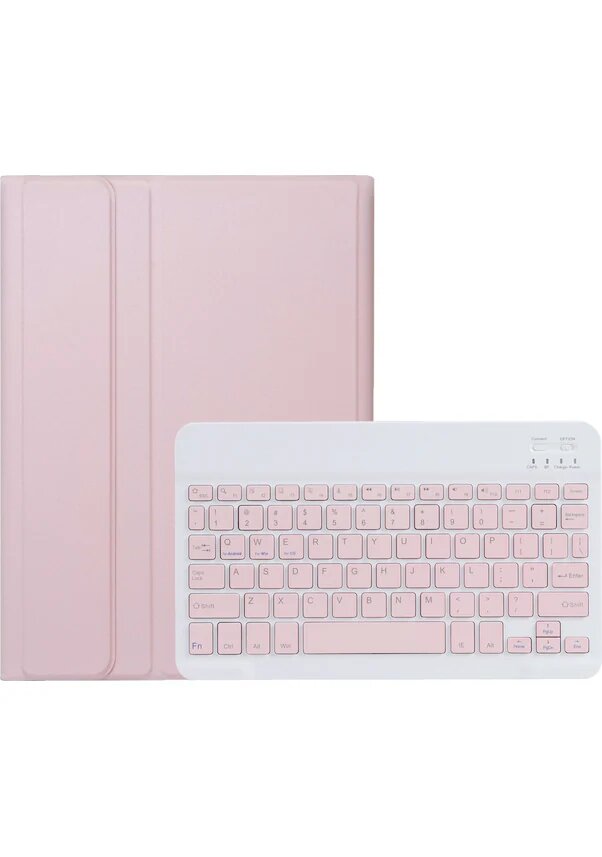 Am25 Lenovo Xiaoxin Pad 11 2024 Deri + Tpu Tablet Kapak Bluetooth Klavye Pembe