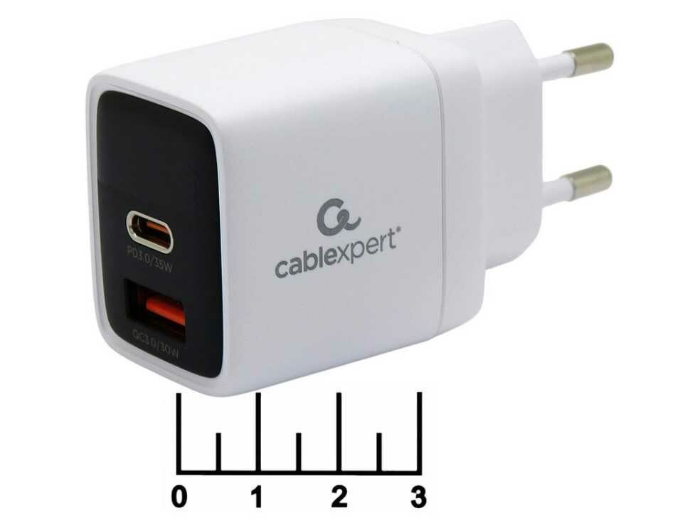 Сетевое зарядное устройство USB+Type C 5V 3A/9V 3A/12V 2.91A/20V 1.75A QC-4.0+PD 35W GaN MP3A-PC-52