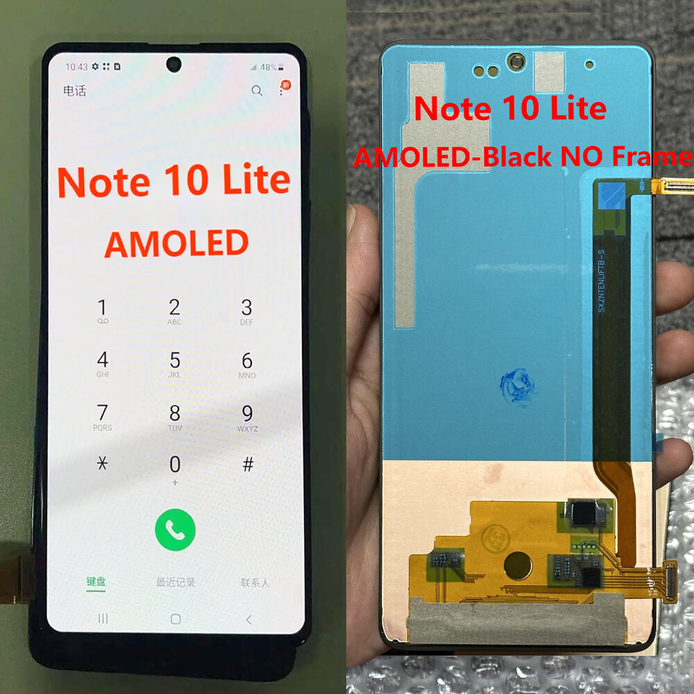 Дисплей Для Samsung Galaxy Note10 Lite в сборе с тачскрином, черный -AMOLED