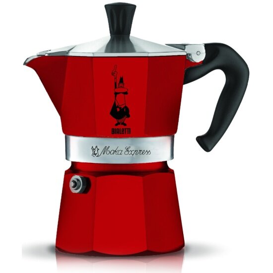 Кофеварка гейзерная Bialetti Moka Express, 3 чашки, красный
