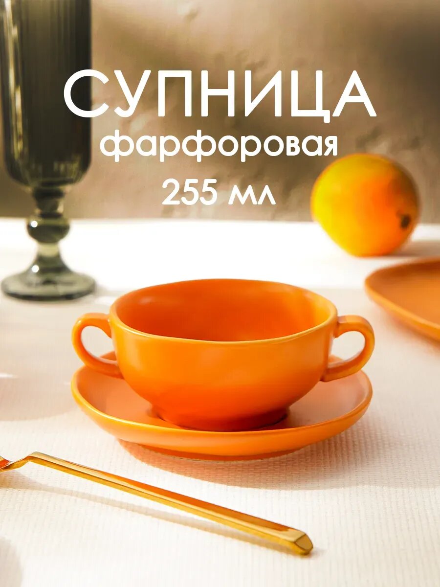 Супница с ручками и блюдцем 255 мл Potter