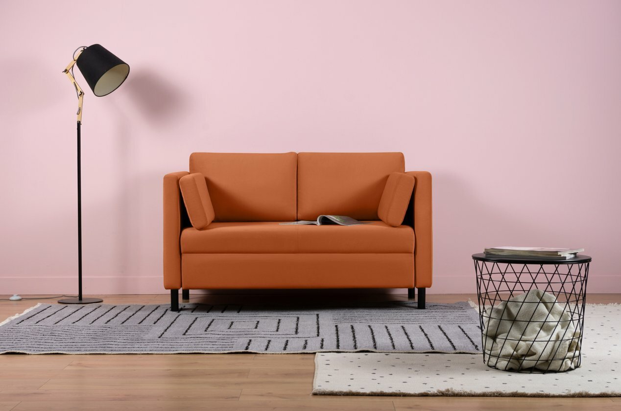 Диван-кровать раскладной Divan.ru Кела Мини Velvet Ginger 138х89х84 см, спальное место 196х120 см, велюр, оранжевый