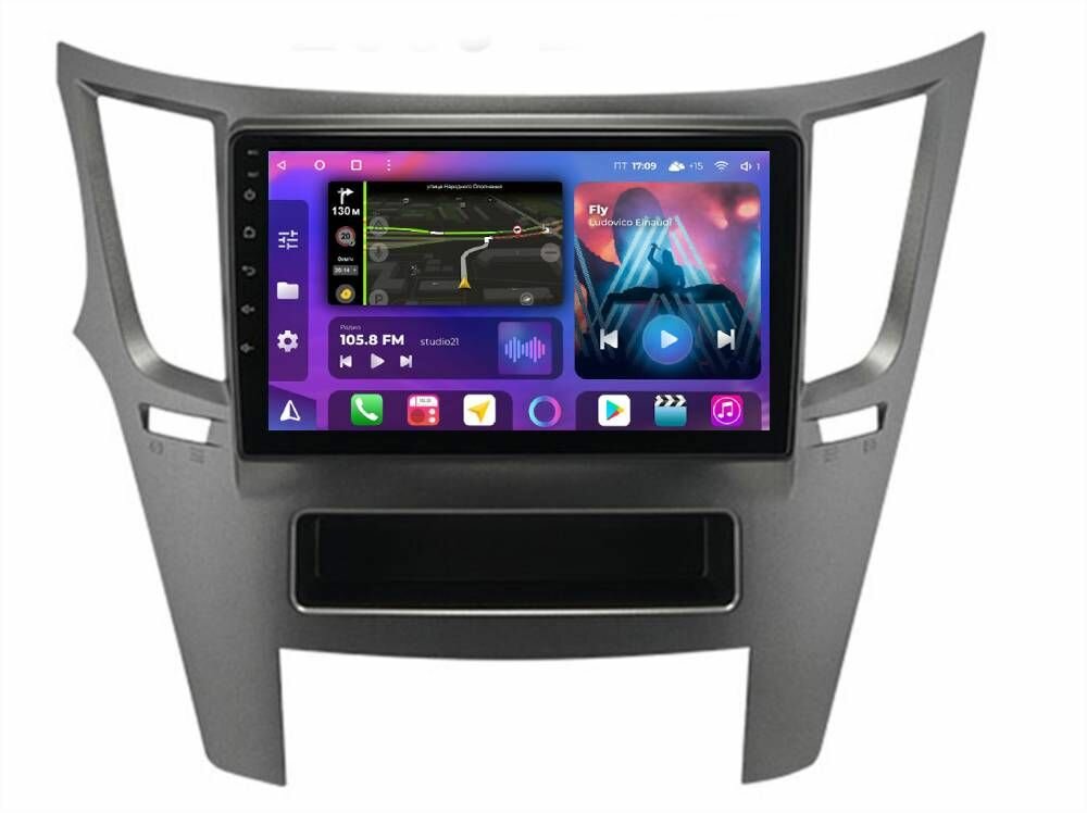 Штатная магнитола Субару Легаси (Subaru Legacy) 2009 - Аутбек( Outback) 2009-2014 на Android (WiFi/BT/GPS/DSP/QLED/4G) - 9 дюймов