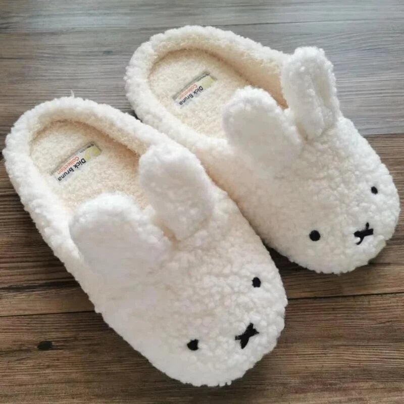 Bandai Kawaii Miffy Rabbit хлопковые тапочки для девочек, 23-25cm, Белый, Унисекс