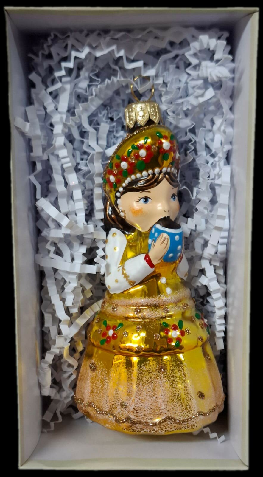 Игрушка на елку "В кокошнике", стекло, ручная роспись