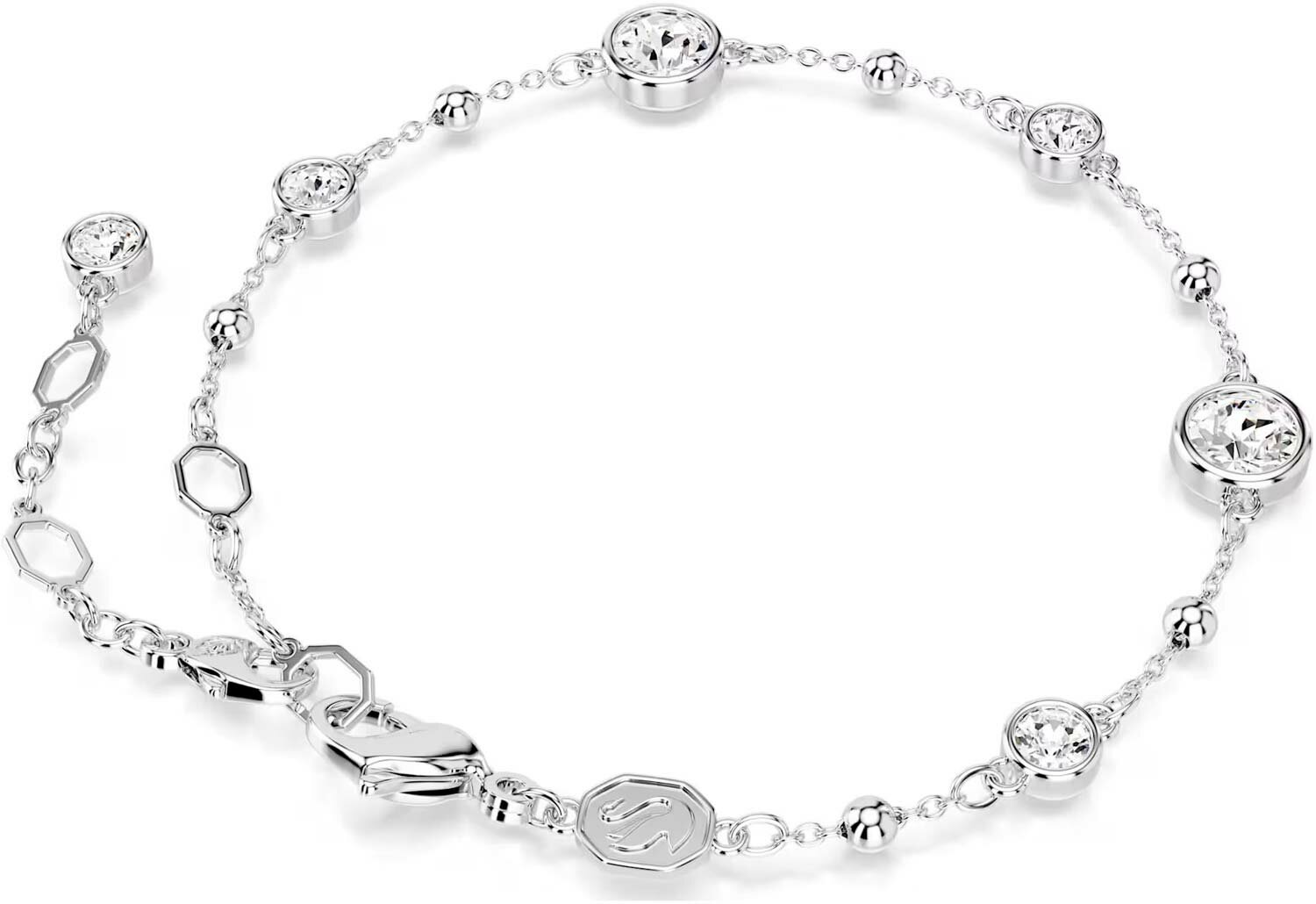 Жесткий браслет SWAROVSKI, кристаллы Swarovski, 1 шт., размер 19 см, размер one size, бесцветный, серебристый — фото 1