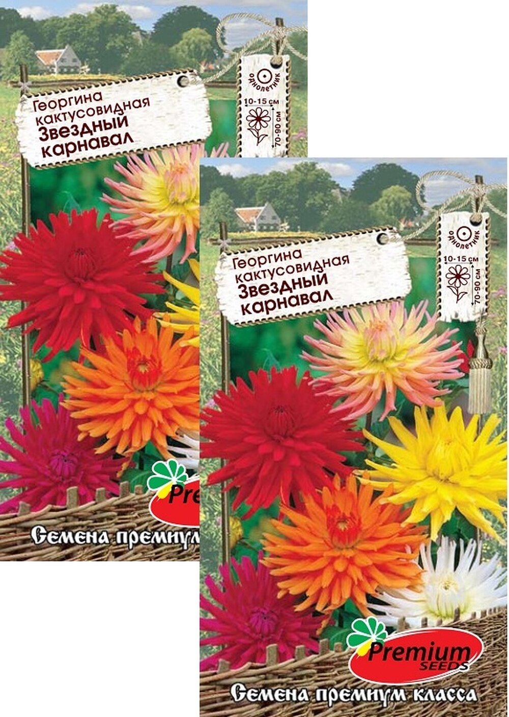 Семена Георгина кактусовидная Звёздный карнавал смесь (0,1 г), 2 пакета