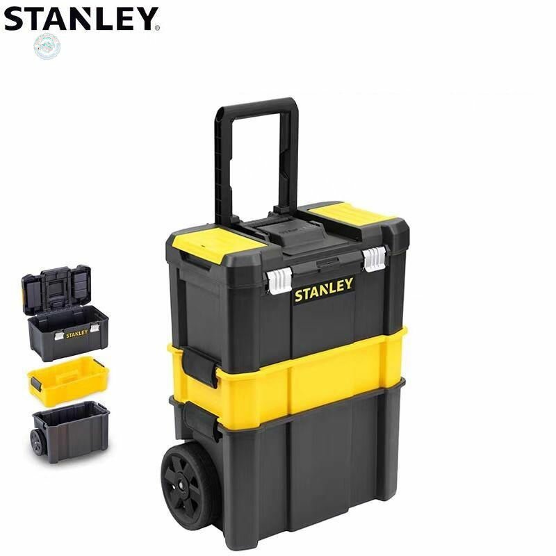 Системный ящик для инструментов Stanley 3 в 1, переносной комбинированный бокс с колёсами, съёмный лоток и нижнее отделение для крупных инструментов, 47 см
