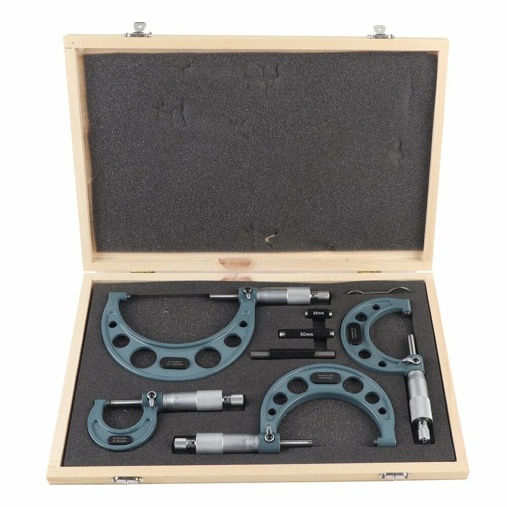 Комплект микрометров наружного диаметра 4ШТ 0-100 мм