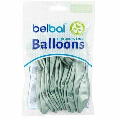 Набор воздушных шаров BELBAL хром Glossy Light Green, круглые, без рисунка, зеленые, 12 шт