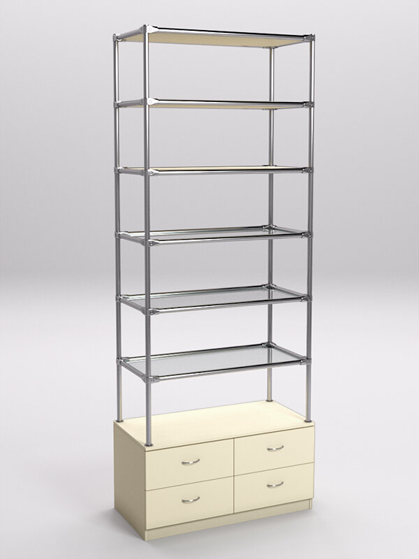 Стеллаж "Скай" №3-4 (2350х900х450мм), Крем Вайс. Производитель товара - компания Westcom.