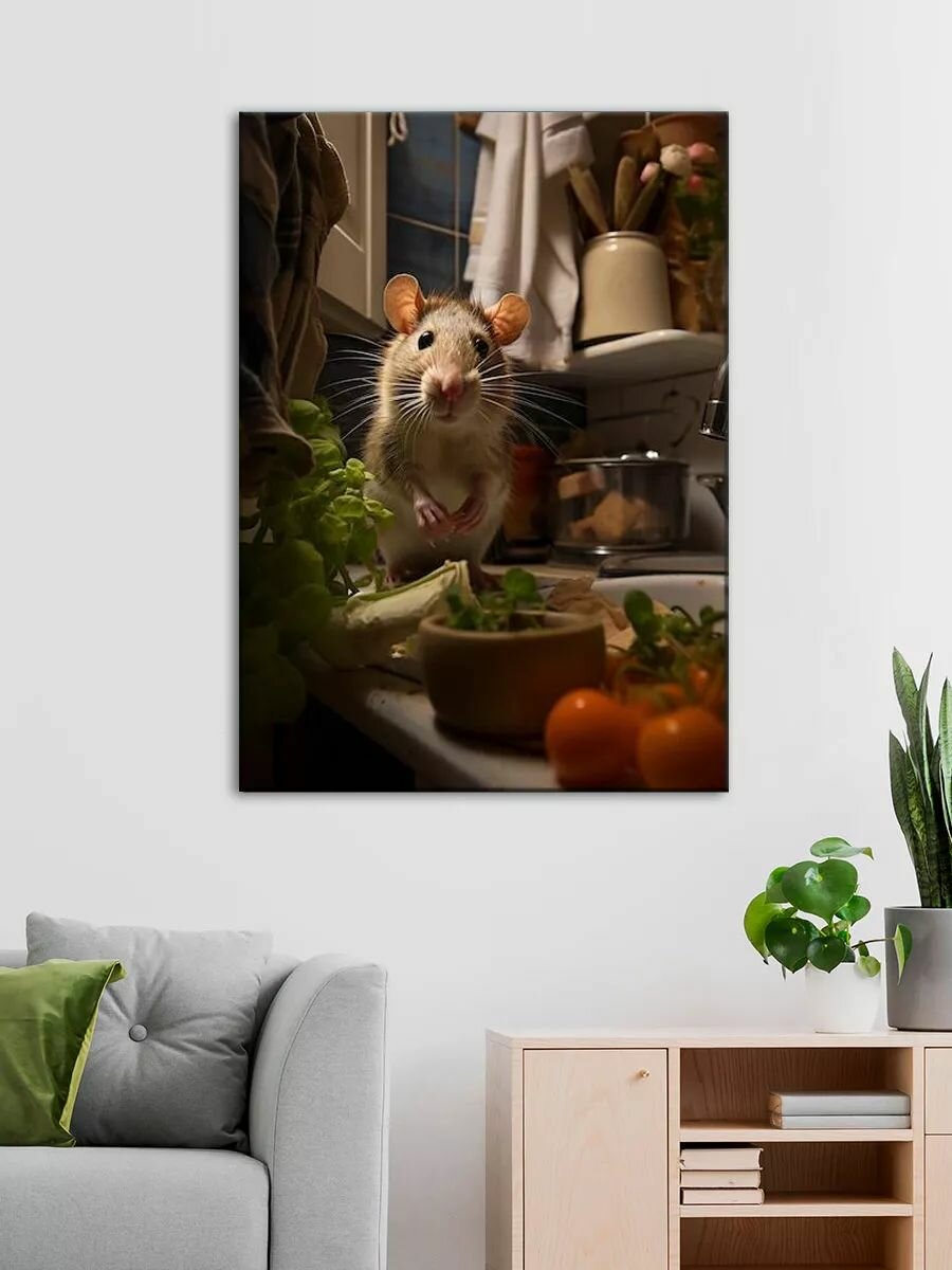 Картина на стену "Животные на кухне", 50x70 см