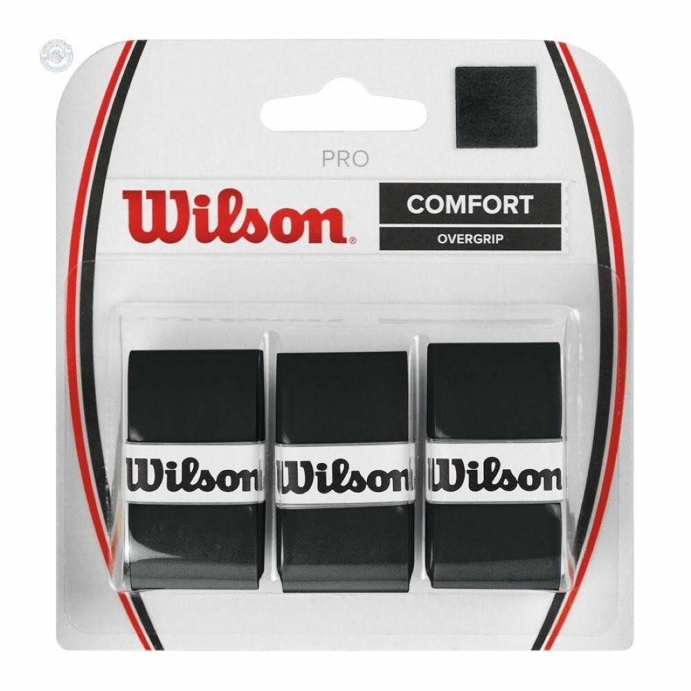 Намотка для теннисной ракетки Wilson PRO Comfort Overgrip BLACK 3 штуки, мягкий и липкий овергрип для профессиональных игроков