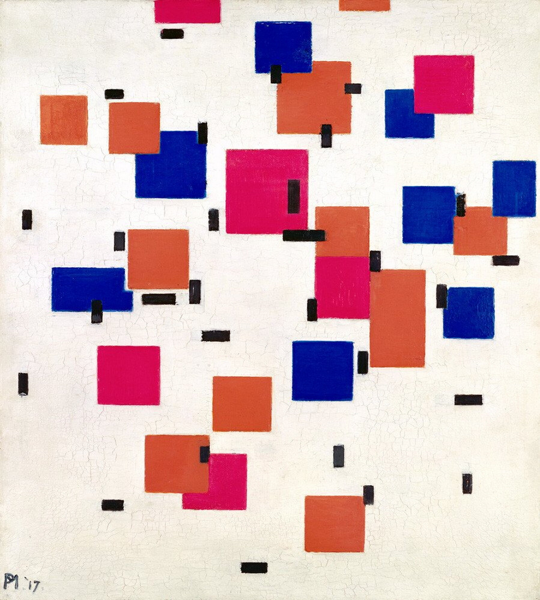 Плакат, постер Пит Мондриан: цветные плоскости 1917 на холсте, размер 21х30см