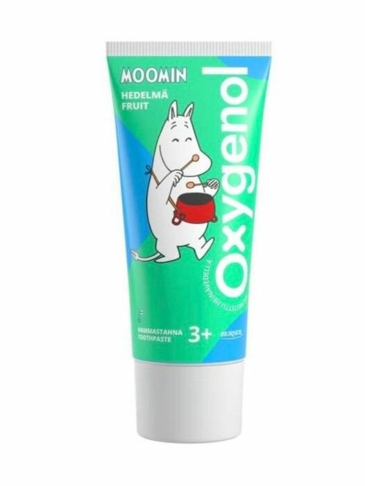 Детская зубная паста Moomin Oxygenol с фруктовым вкусом 3+ лет с ксилитом и фтором, 50 мл (Финляндия)