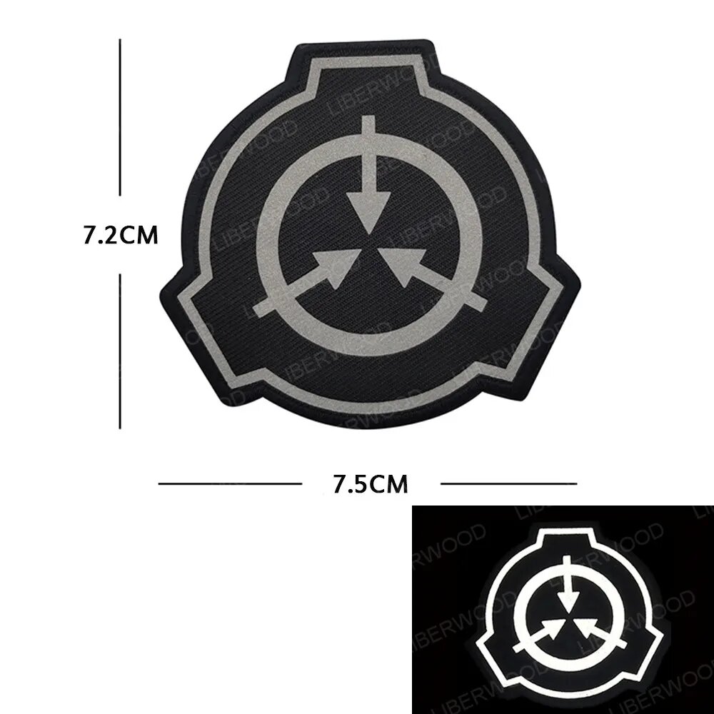 Нашивка с логотипом SCP Foundation LIBERWOOD Черный, reflective big 7.5cm