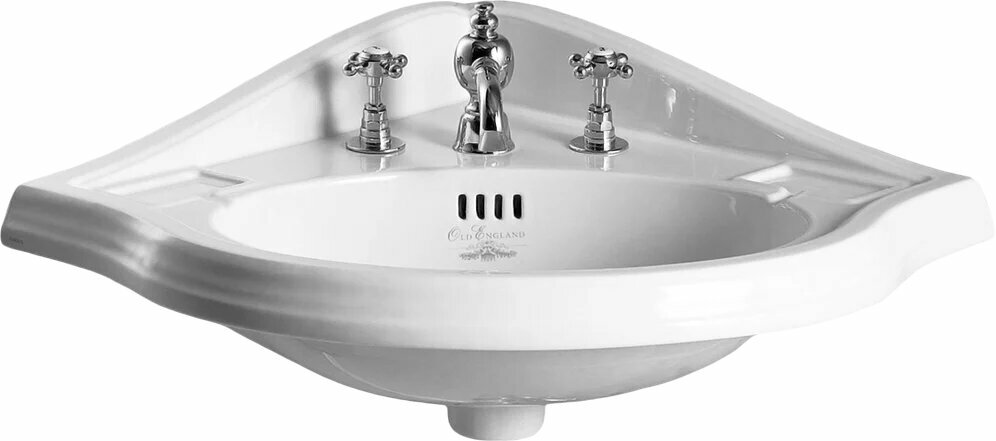 Раковина подвесная Simas Arcade AR884 58 подвесная, угловая, 57, 5 см, фарфоровая, раковина для ванной, белая, полукруглая, со сливом-переливом, в ретро стиле