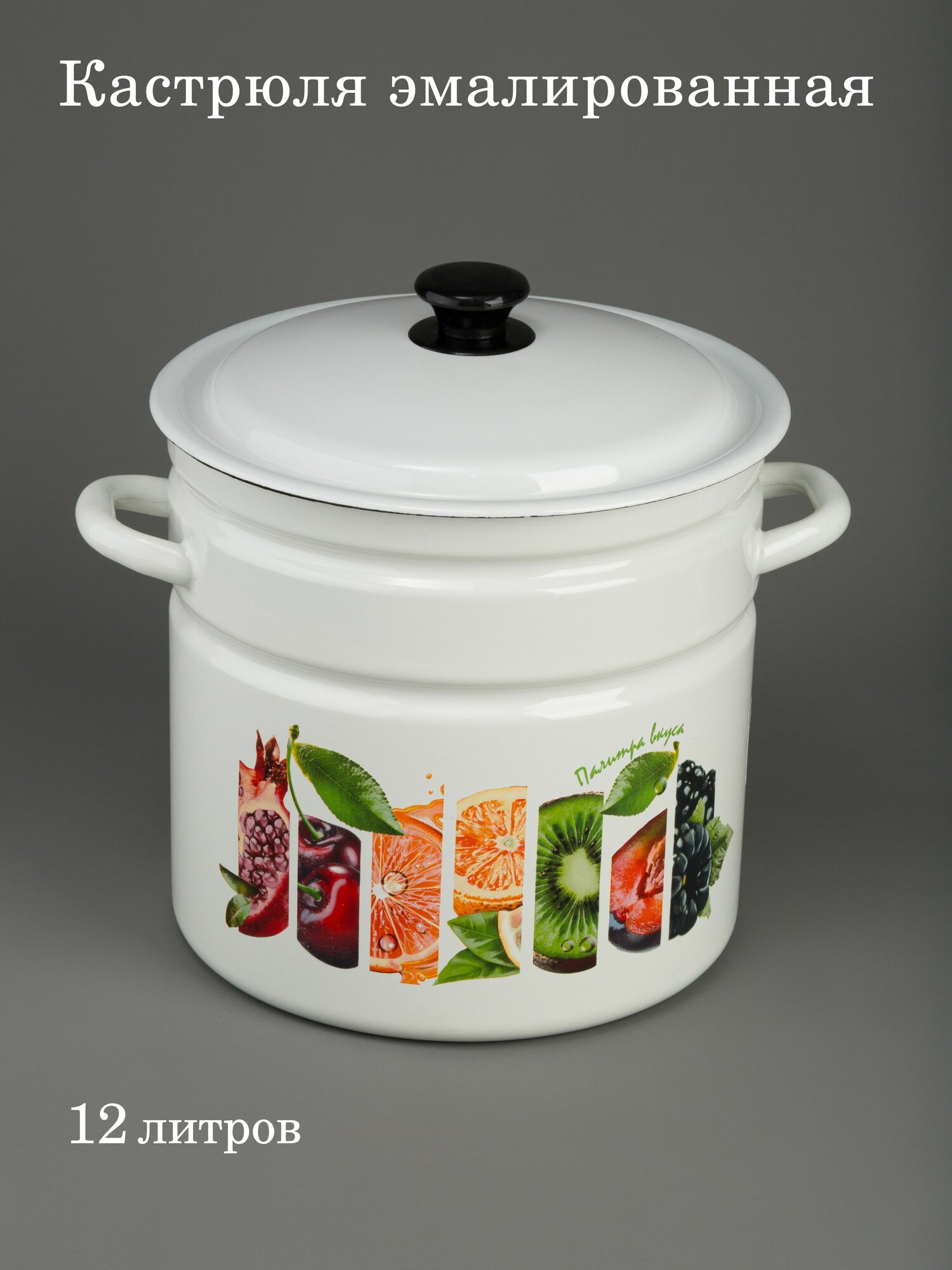 Кастрюля эмалированная 12 литров Палитра вкуса