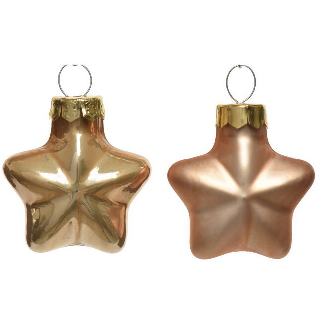 Набор стеклянных елочных игрушек Звезды 4.5 см золотой песок mix, 12 шт, Winter Deco, 1001411