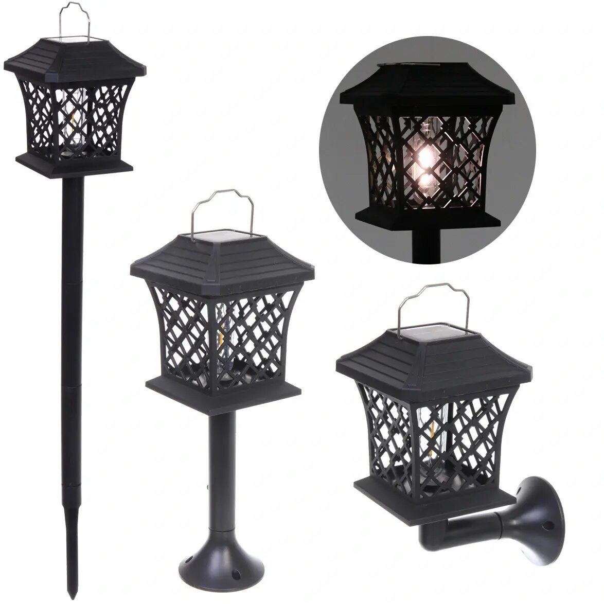 Садовый фонарь «Винтаж» 12х12х13,5 см, на солнечной батарее, тёплый белый