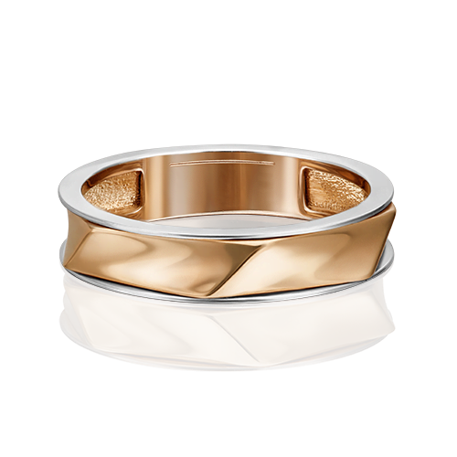 Кольцо, комбинированное золото, 585 проба