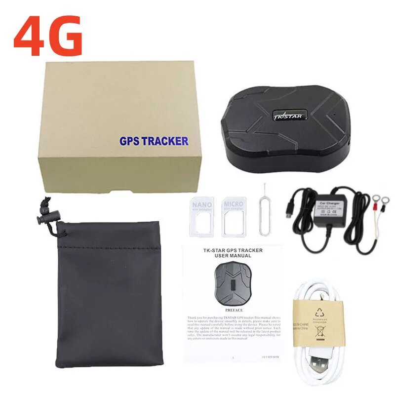 2G 4G Автомобильный GPS-трекер TK905B TKSTAR 10000 мАч Большой аккумулятор 4G With box Charger
