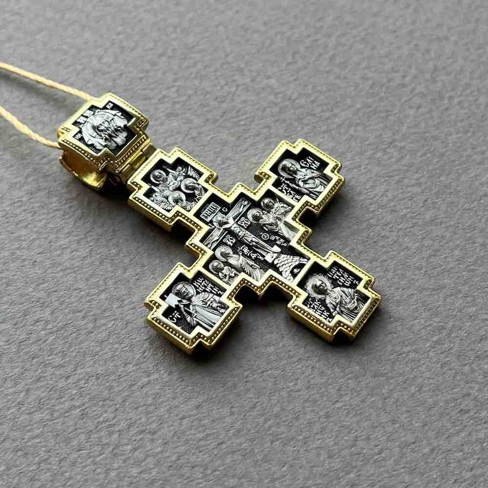 Крестик Даръ, серебро, 925 проба, чернение, золочение