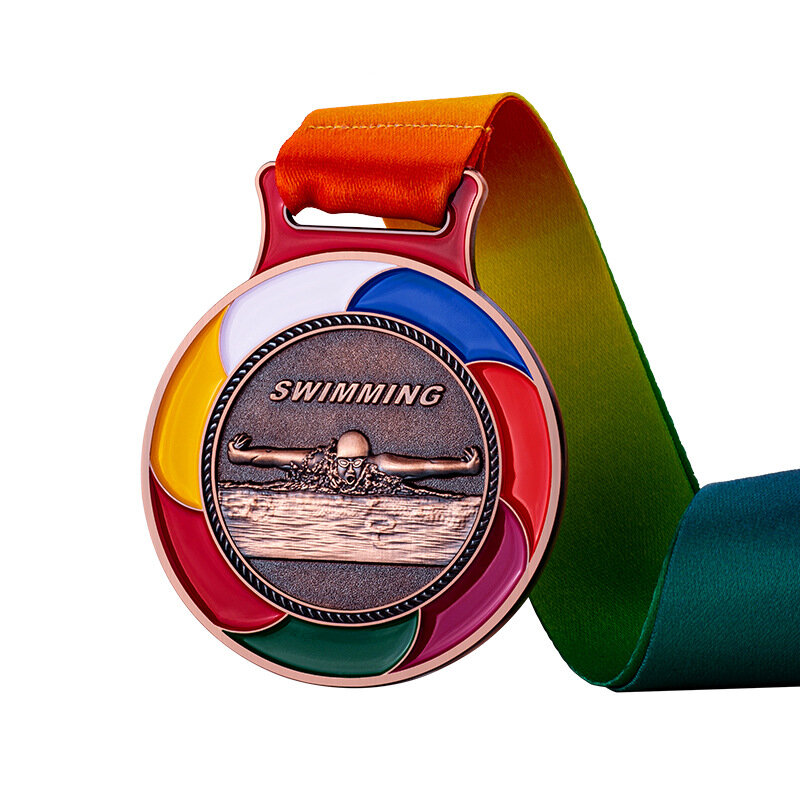 Медаль "Школьный чемпион", с логотипом, хрустальная, цинковый сплав, 60г